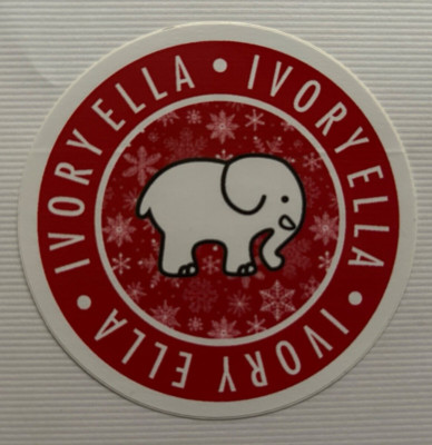 NEW Ivory Ella Circle Red and White Snowflakes Logo Sticker Decal | eBay