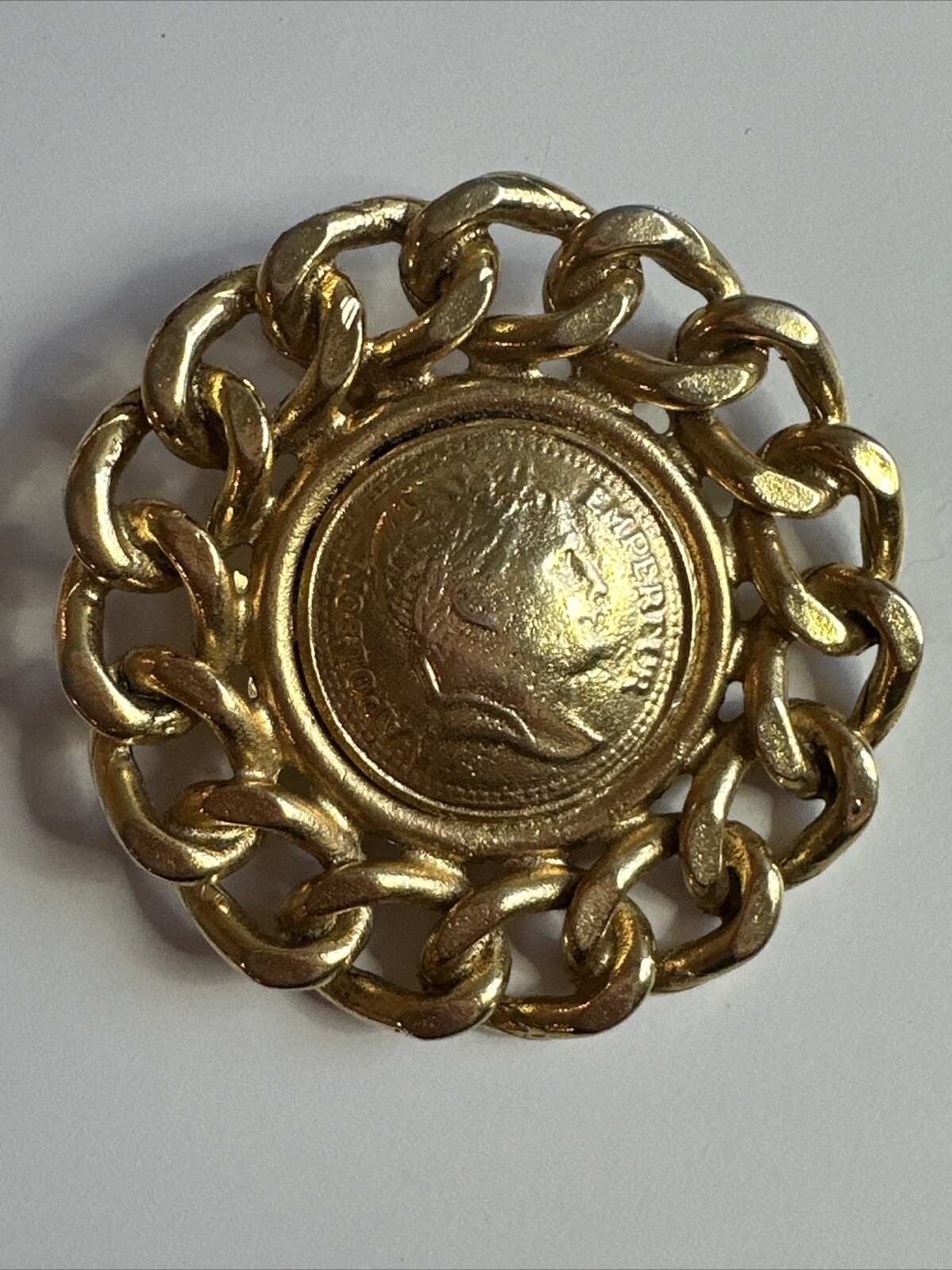 GRAZIANO NAPOLEON EMPEREUR GOLD TONE COIN BROOCH PIN … - Gem