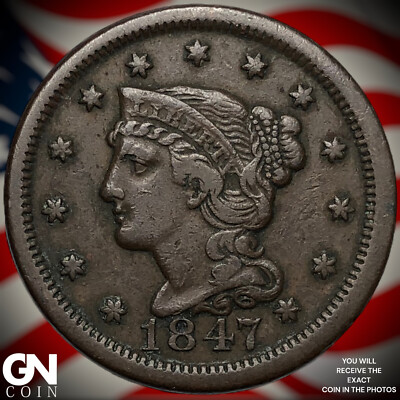 1847 Braided Hair Large Cent X7463 | eBay