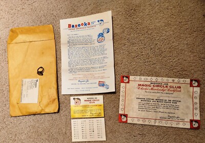 Bazooka Joe Magic Circle Club Secret Ring Complete Envelope Letter ...