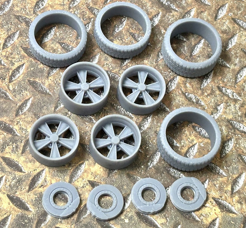 Resin 21/20 Inch “60’s Hurst” Style Model car Wheels/Tires 1/24 1/25 ...