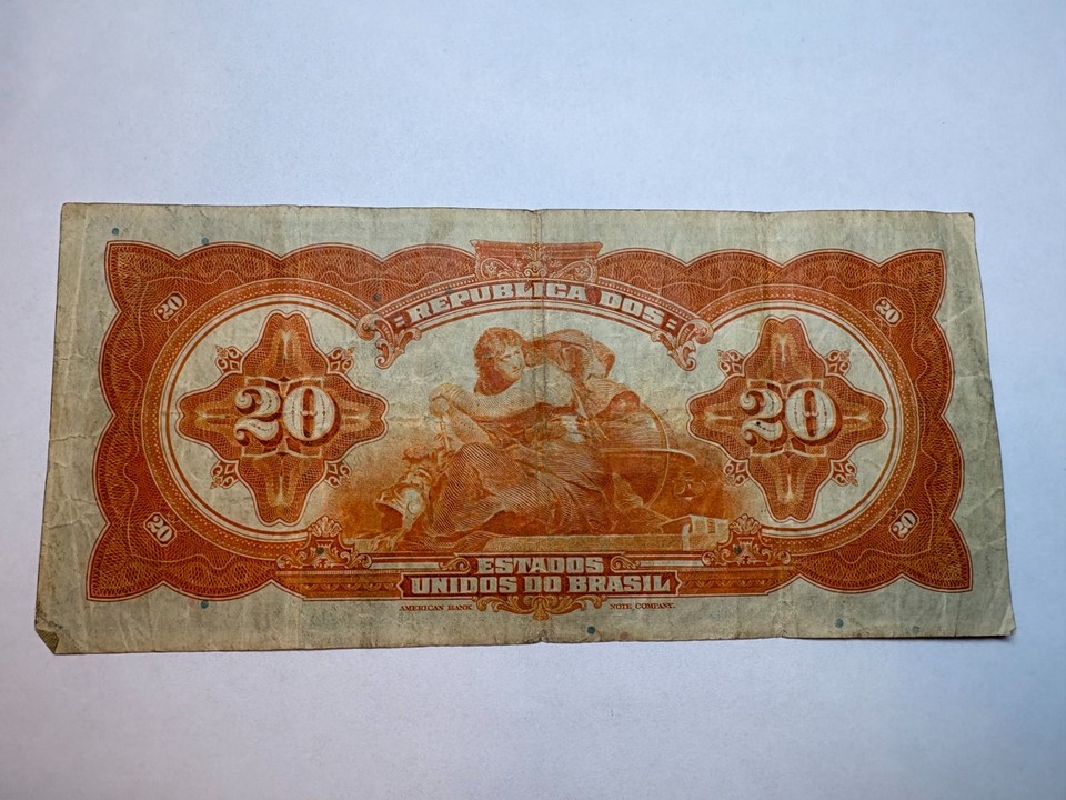 Brazil 20 Reis 1931 Hand Signed Banknote Collectible Vintage World ...