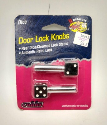 Black Dice Door Lock Knobs Cars Trucks Hot Rod Rat Classic Route 66 ...