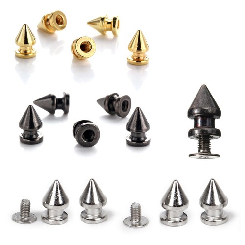 50/100x 7mm Punk Cone Spikes Screwback Studs for DIY Leather Clothing ...