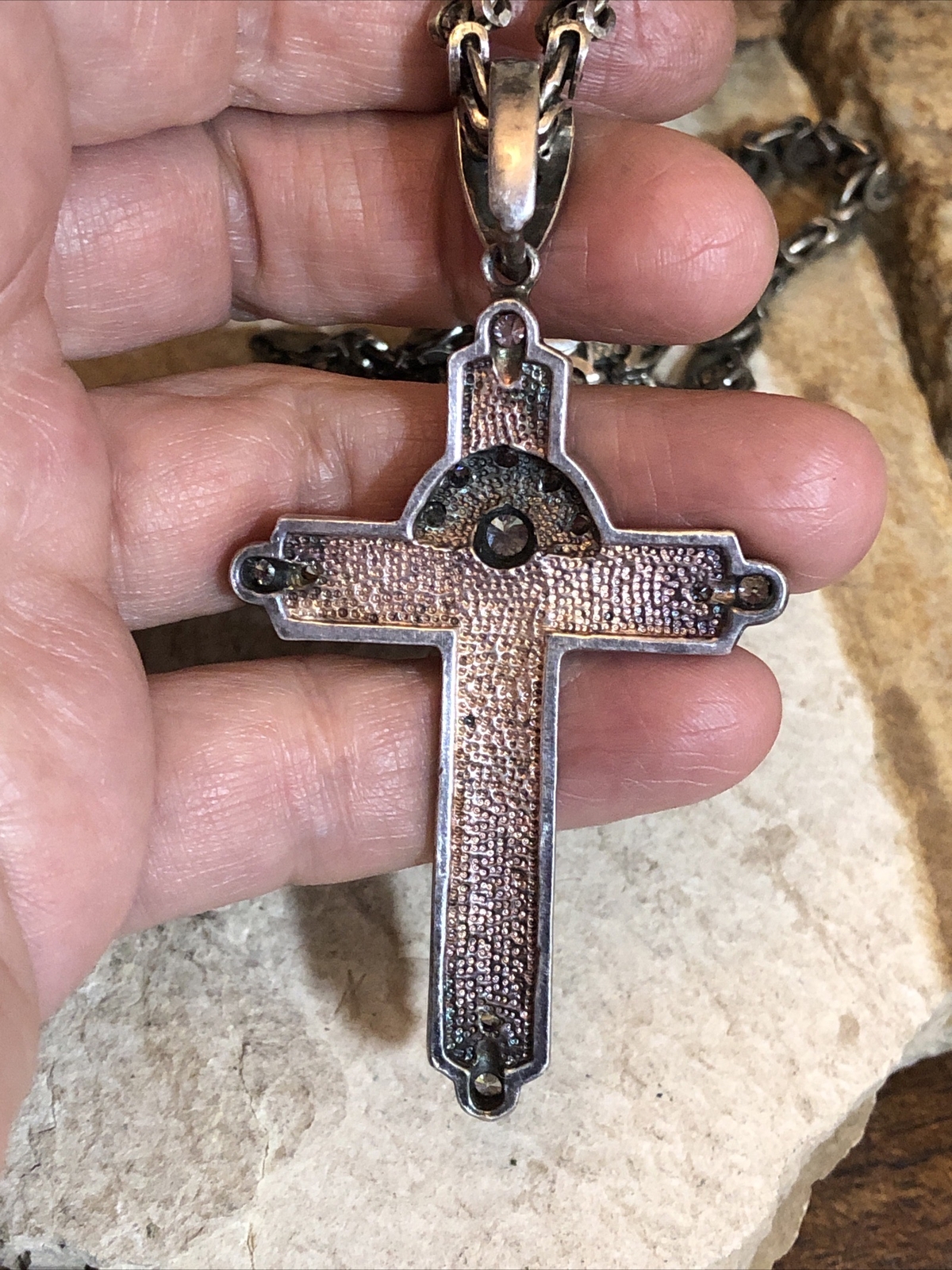 6. Radium 925 Flat Byzantine Chain Silver tone CZ CRO… - Gem