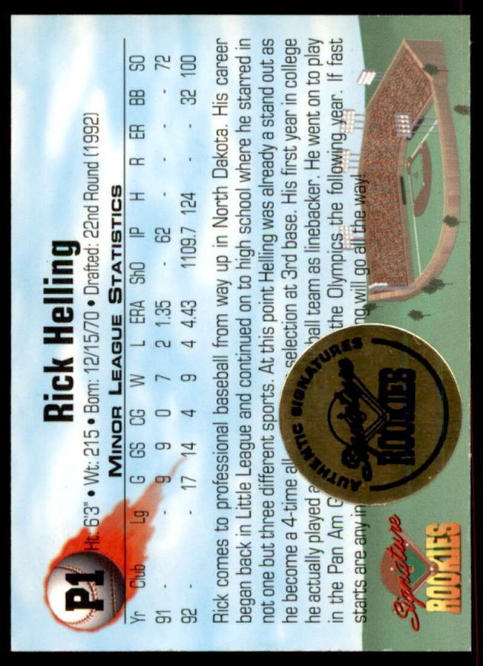 Rick Helling Rookie Card 1994 Signature Rookies Bonus Signatures #P1 | eBay