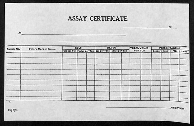 Generic Assay Certificate c1930's Unused Gold Silver | eBay