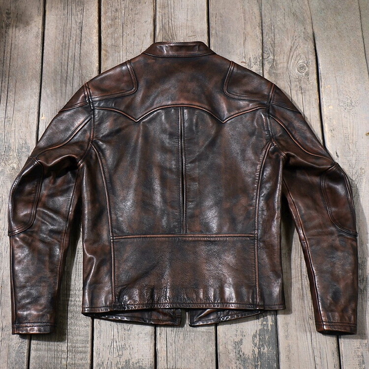 Mens Horsehide Tea core Leather Vintage Style Distressed Biker ...