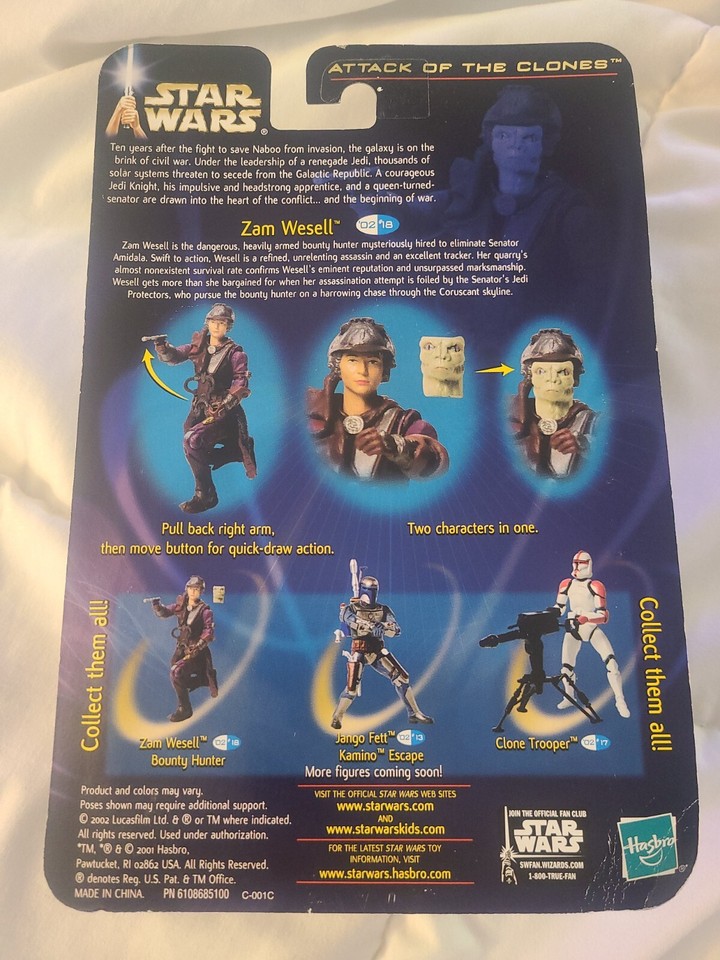 Star Wars- Zam Wesell with Face Reveal Attack Of The Clones 76930846551 ...