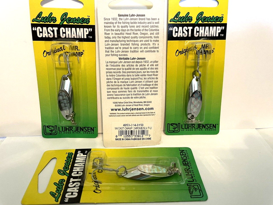 4 LUHR-JENSEN CAST CHAMP, 1/4 oz. LURES CHROME/SILVER PRISM FINISH ...