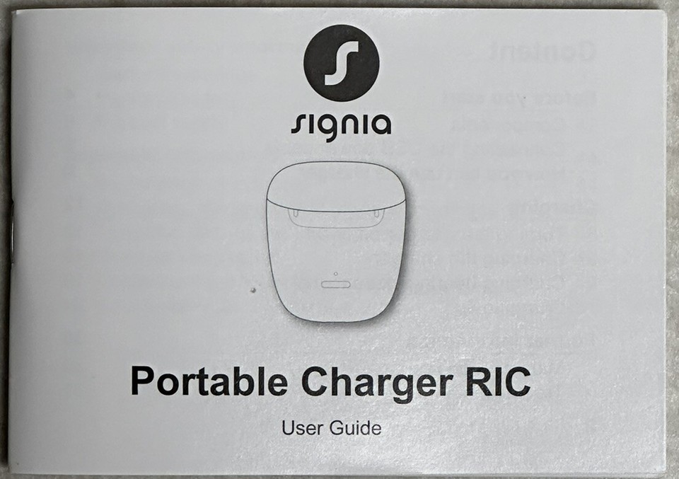 New Signia Pure Portable Charger RIC With USB-C Cable, Wall Adaptor ...