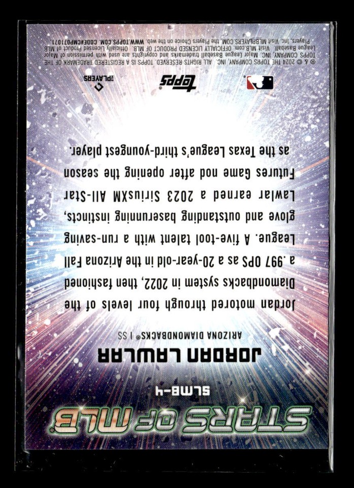 2024 Topps Stars of MLB Jordan Lawlar Arizona Diamondbacks #SLMB-4 3 ...