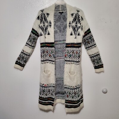 MM by My Michelle Sweater Duster Womens M Multicolor Aztec Eyelash Knit ...