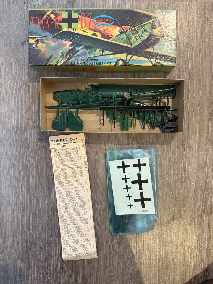 VINTAGE - FOKKER D7 Model Kit- Aurora 1958 World War I | eBay