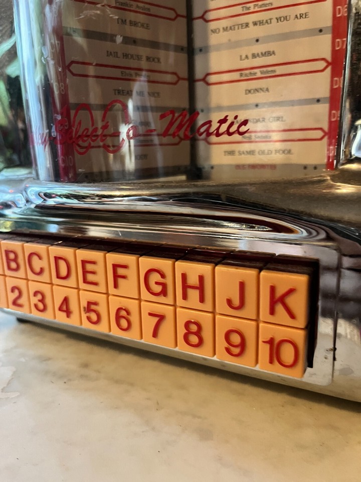 table top jukebox machine seeburg select 0 matic silver juke box | eBay