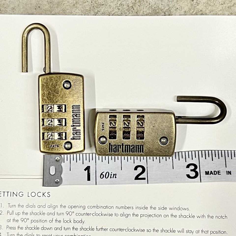 Hartmann Luggage Lock Combination 3 Number Dial Unlocked SET OF 2 Locks ...