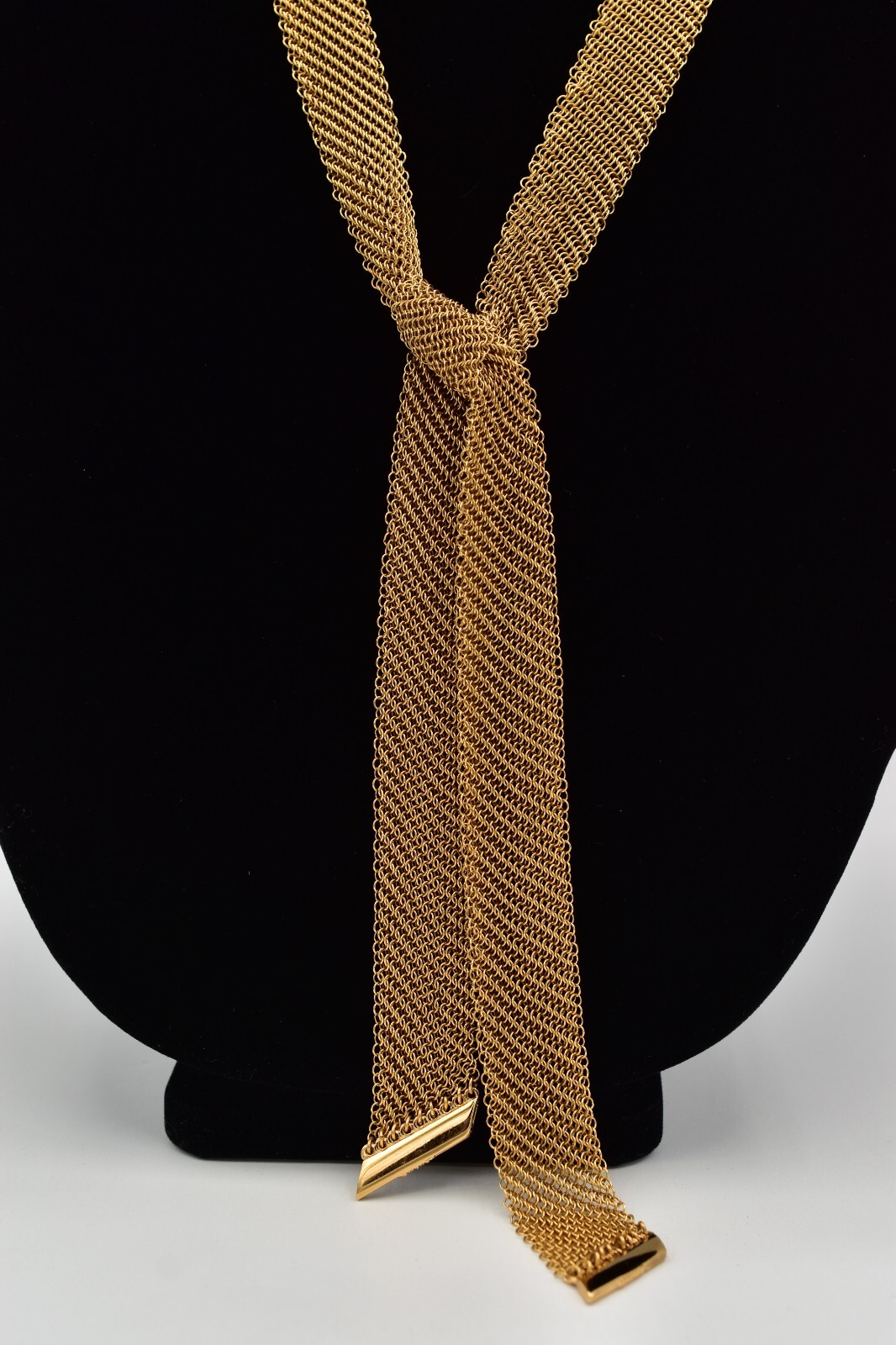 Monet Vintage Mesh Chain Necklace Tie Gold Thick Chun… - Gem