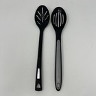 Calphalon Nylon Spoons Slotted Solid Black Gray Silicone 13-1/2" Set of ...