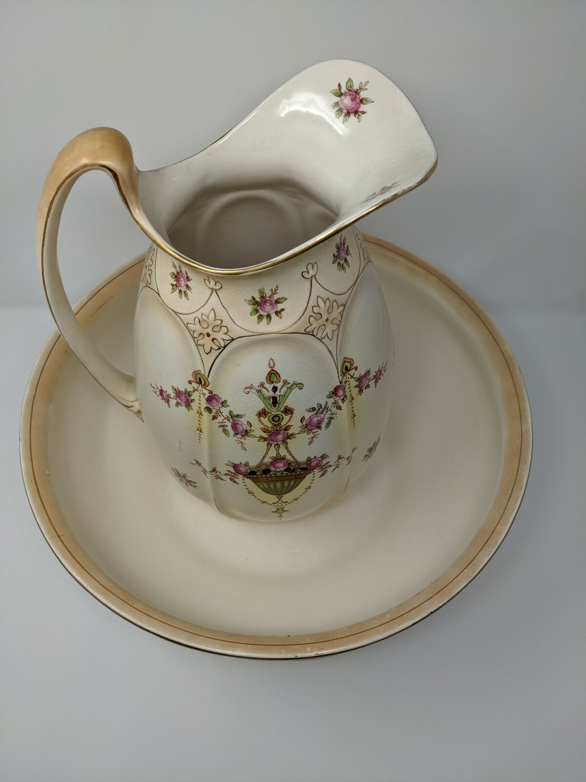 Antique Crown Devon SF & Co. Stoke on Trent Wash Basin & Pitcher | eBay