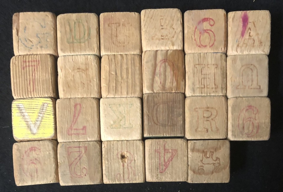 23 Antique Wooden Child’s Alphabet Blocks Movie Prop | eBay