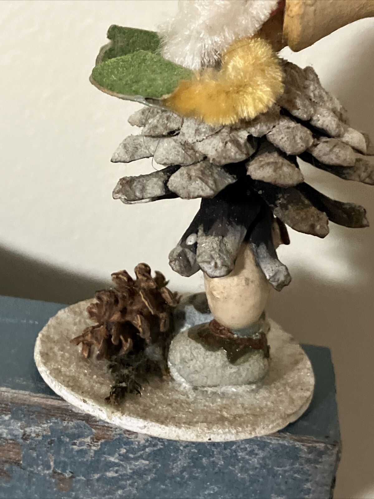 VTG X-MAS Ornament Rare Camping Putz Gnome Pinecone Chenille West ...