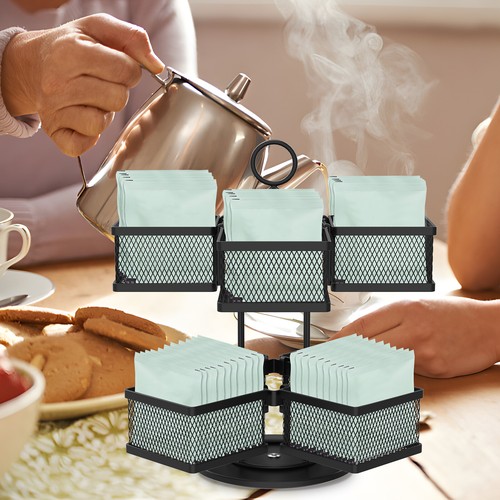 Tea Bag Organizer 360° Rotating Tea Bag Storage Holder Removable Tea ...