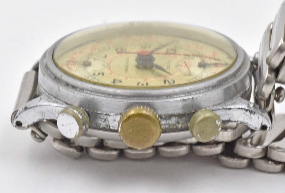 Vintage Steel 1940's PIERCE MILITARY DIAL CHRONOGRAPH Round Button ...