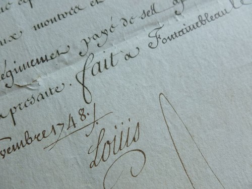 1748. LOUIS XV. Congé signé " Louis ". Rgt CAVALERIE Pologne Poland ...
