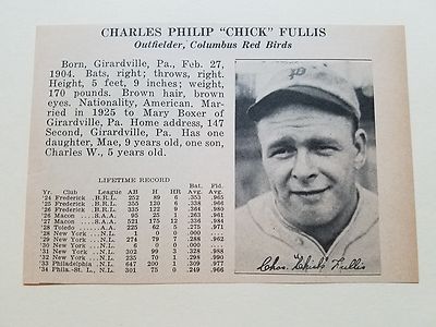 Chick Fullis & Fabian Gaffke Columbus Red Birds Millers 1935 Scrapbook ...