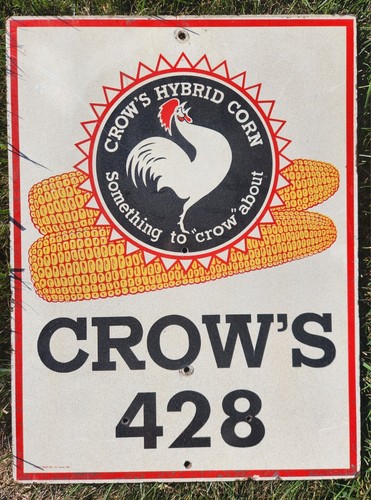 🔥RARE Crow's🌽 Seed DEALER Farm Sign Iowa Rooster Corn Cow MILFORD ...