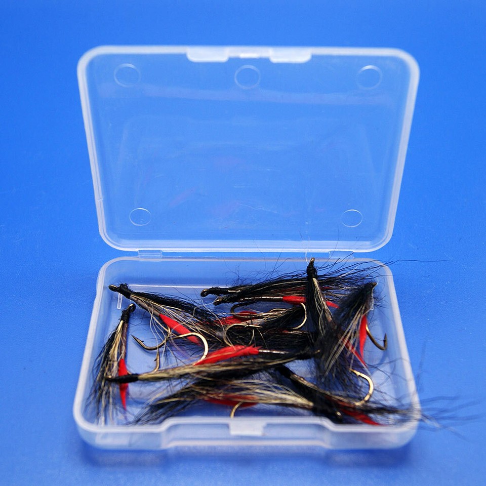 12PCS Black and red fly hooks hook gold Trout flies fly fishing 8# W ...