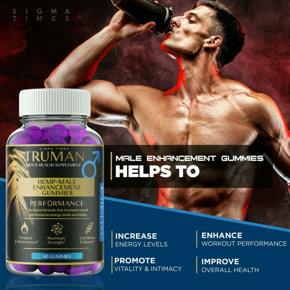 (2 Pack) Truman Men Gummies, Tru man Male Performance Supplement ...
