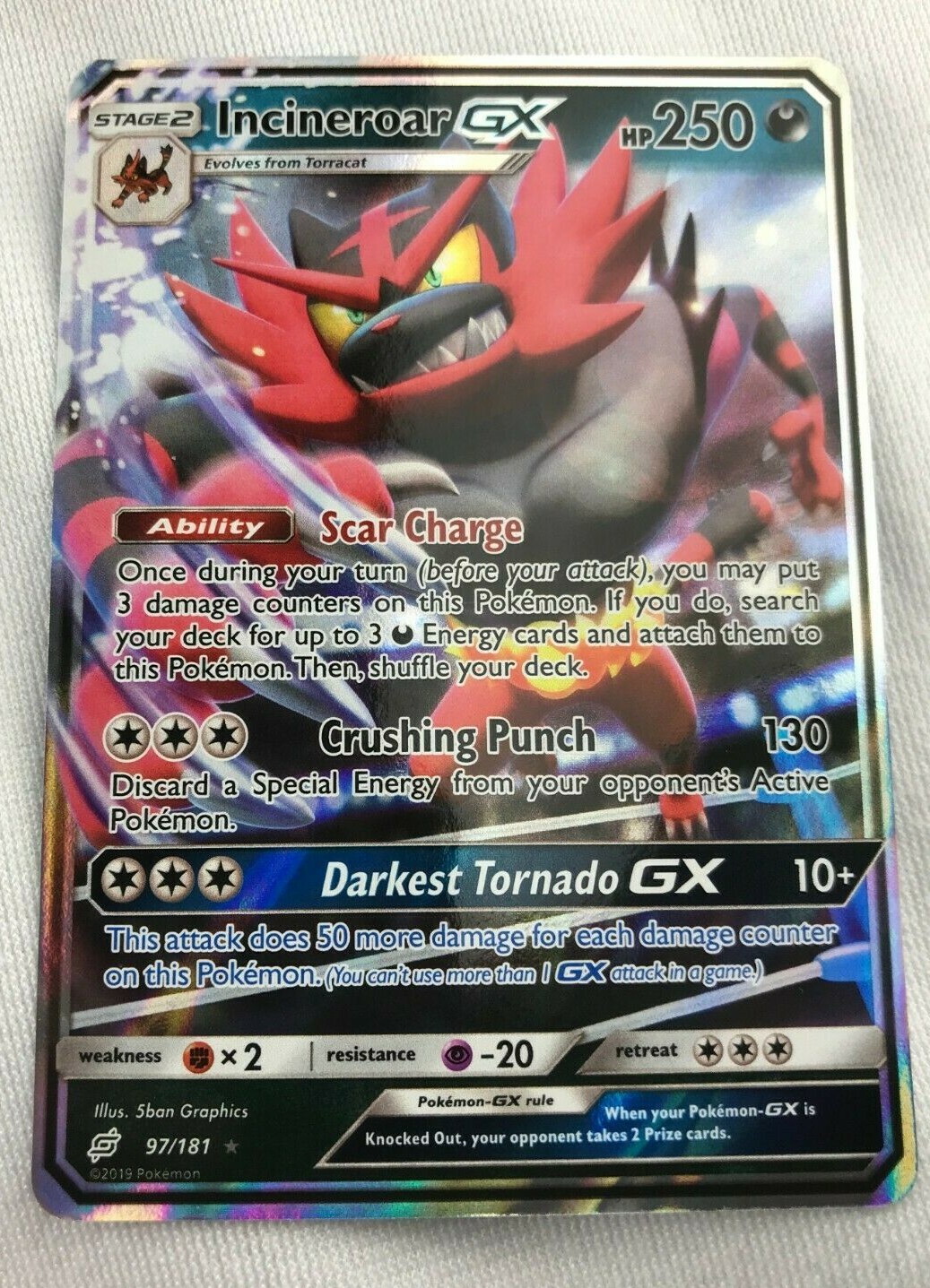 Incineroar GX ULTRA RARE 97/181 SM Team Up Pokemon Card HOLO NM 2019 | eBay