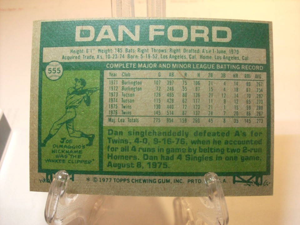 1977 Topps Baseball Card #555 Dan Ford (94397) | eBay