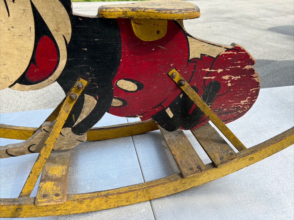 Antique 1930s Disney Enterprises MICKEY MOUSE Rocker Toy Mengel ...