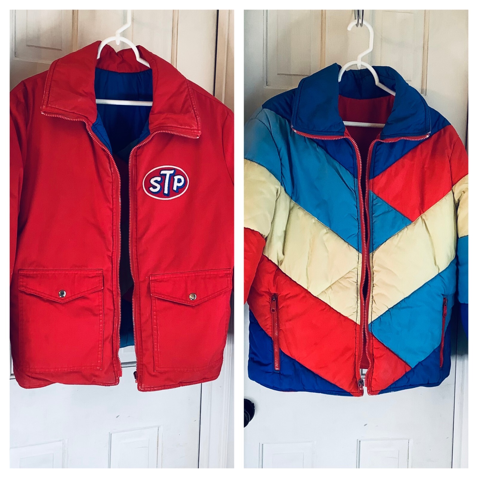 RARE Vintage STP Racing Reversible Puffer Jacket Men'… - Gem