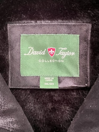 David Taylor Jacket Men’s Size 3XL Black Faux Suede Fur Lined Full Zip ...