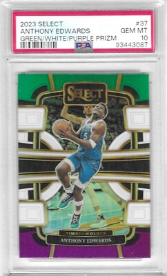 ANTHONY EDWARDS 2023-24 Select Green/White/Purple Prizm "TIMBERWOLVES ...