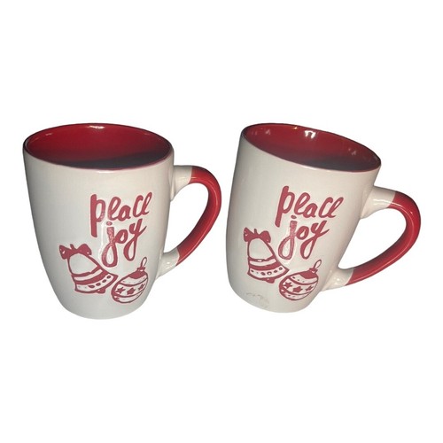 Peace Joy Coffee Cup Mug Bells Red White California Pantry | eBay