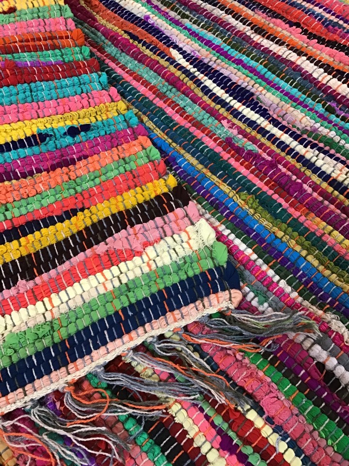 Rug Rag Rugs Multi Colour Mat Recycled Cotton Hand Woven Chindi Mats ...