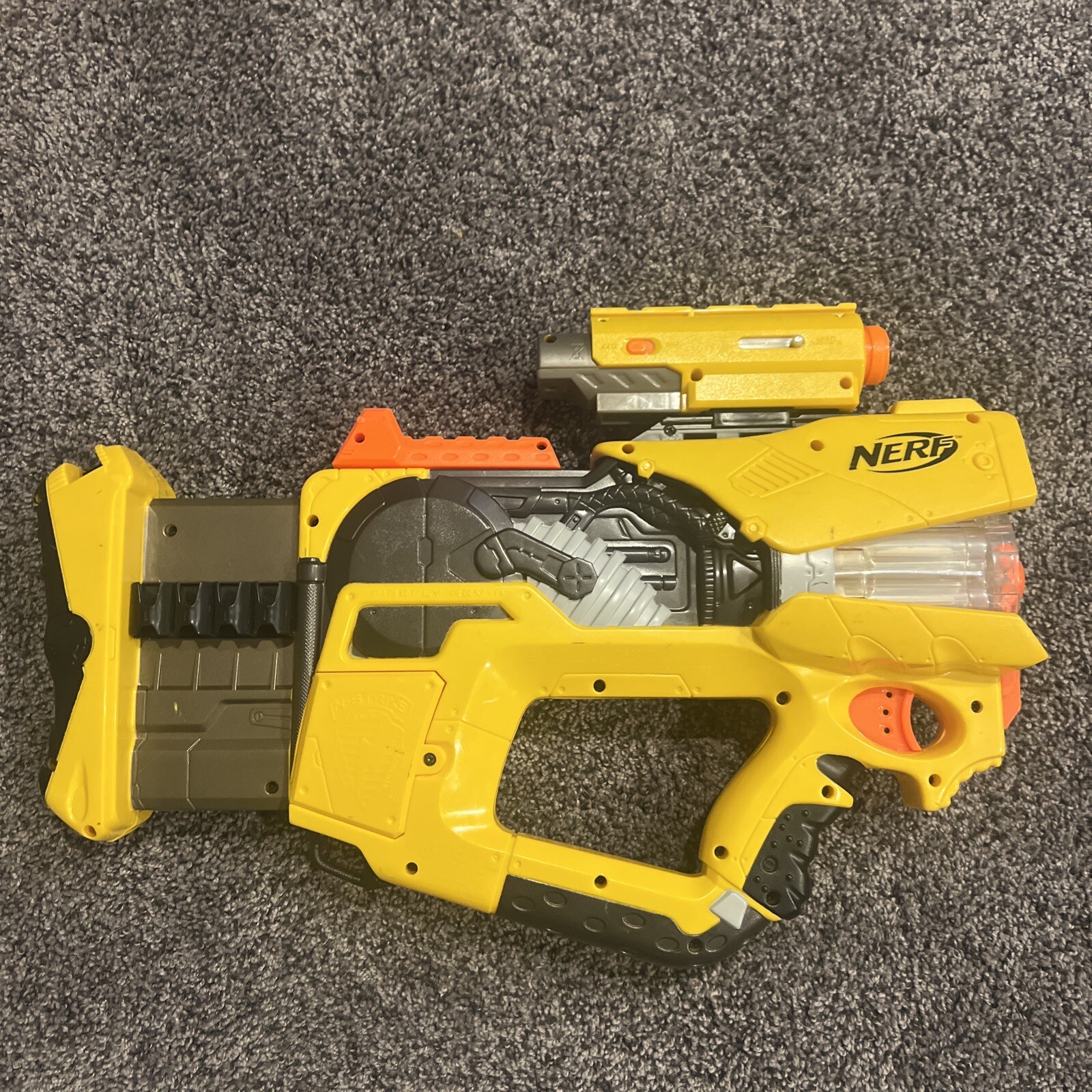 NERF Firefly Rev-8 N-Strike Gun With Light Flashing Barrel Yellow Black ...