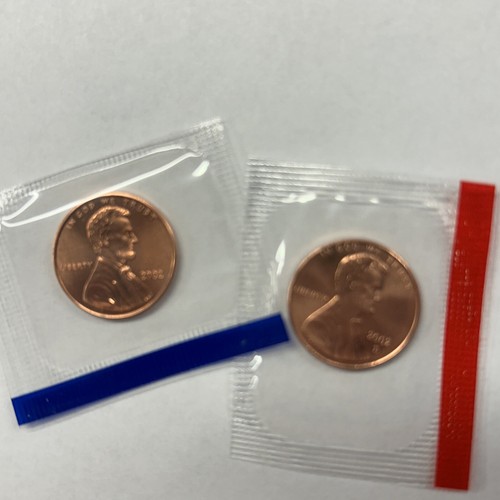 2002 P&D LINCOLN CENTS from MINT SET in MINT CELLO with Free Shipping ...