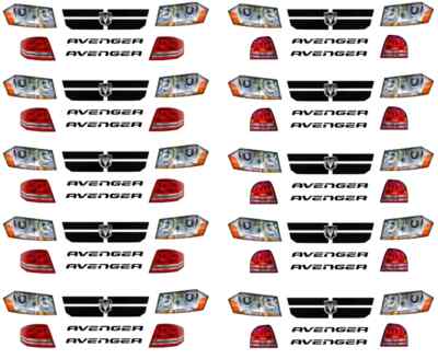 Dodge Avenger Headlight and Taillights Nascar 1/24th - 1/25th Scale ...