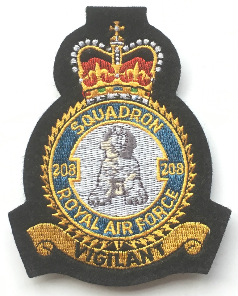 RAF No.208 Squadron Official Crest Royal Air Force Embroidered Patch ...