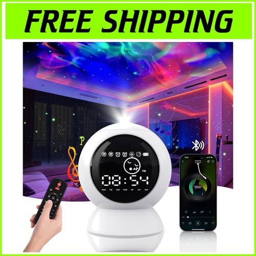 Multicolor Star Projector Alarm Clock with Bluetooth Speaker & Timer ...