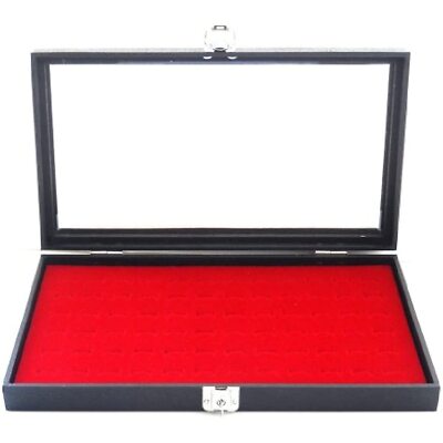 Glass Top Red 36 Pair Cufflinks Jewelry Showcase Storage Organizer ...