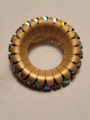 CIRCLE BROOCH WITH IRIDESCENT COLOR RHINESTONES SWEET VINTAGE | eBay