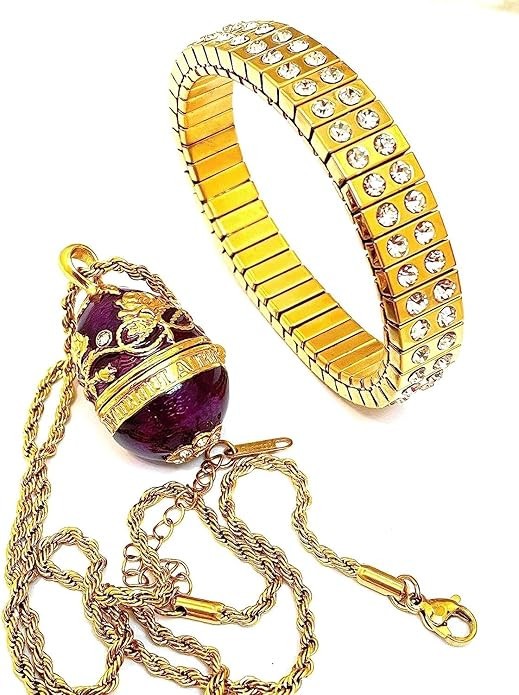 Faberge egg Jewelry Faberge eggs Gold egg Necklace SET Faberge ...