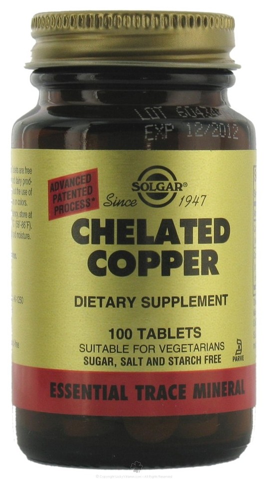 Lot Of 5 Solgar Chelated Copper 100 Tabs Essential Trace Minerals 2.5mg ...