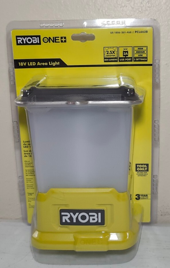 Ryobi PCL662B ONE+ 18V Cordless LED Area Light with USB Port (Tool Only ...